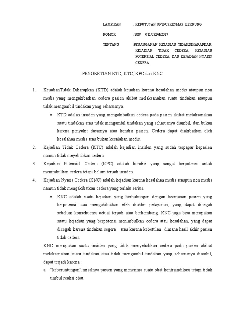 Pengertian KTD KPC KTC KNC (BERNUNG | PDF