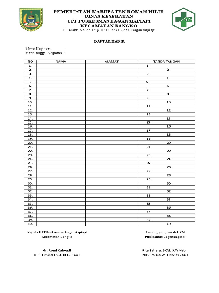 ABSENSI RAPAT Kecil | PDF