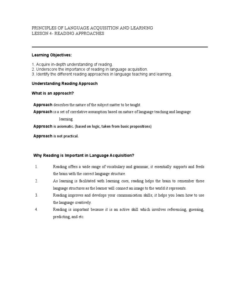 Reading Approaches in Language Learning | PDF | Reading Comprehension ...