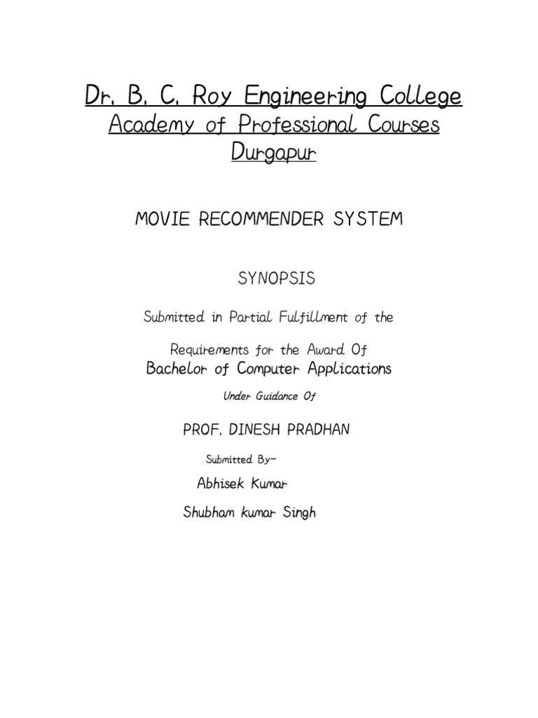Movie Recommender System Project | PDF