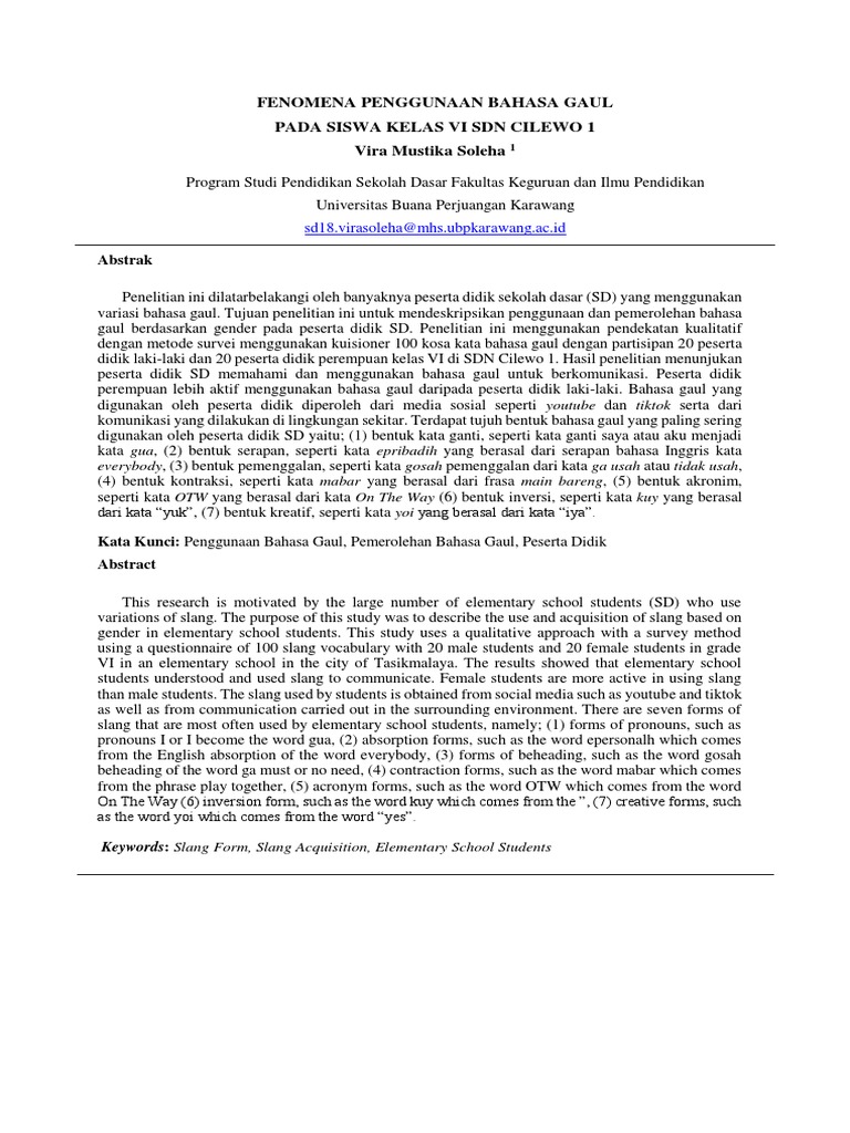 Fenomena Penggunaan Bahasa Gaul | PDF