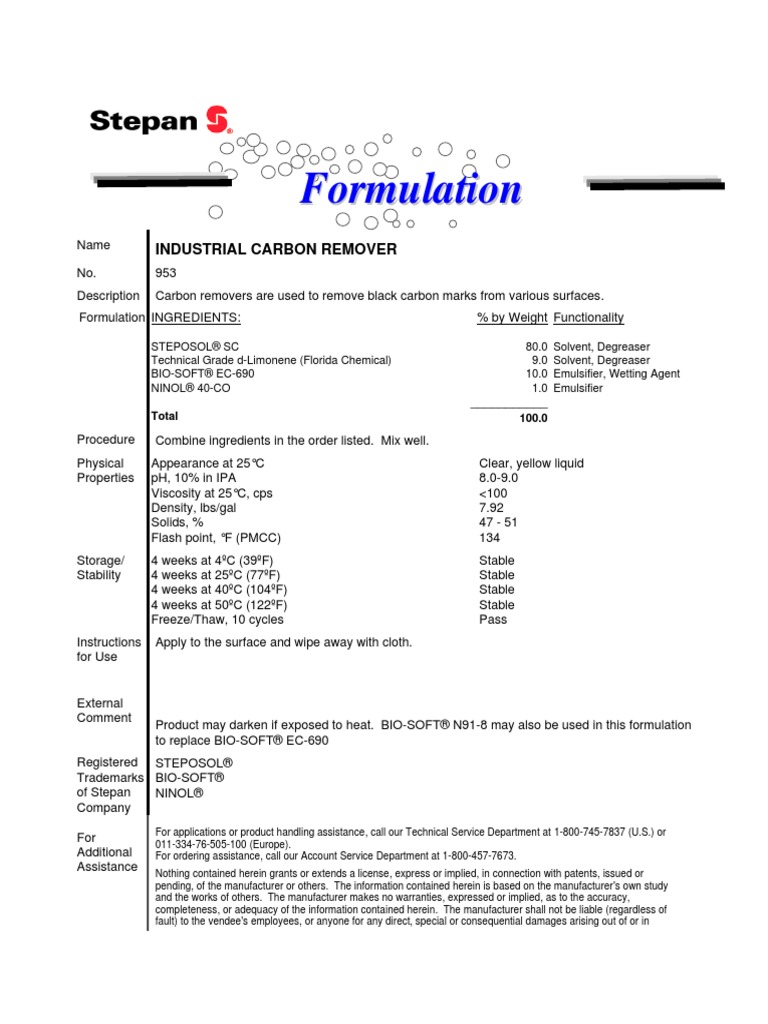 Stepan Formulation 953 | PDF | Materials | Chemical Substances