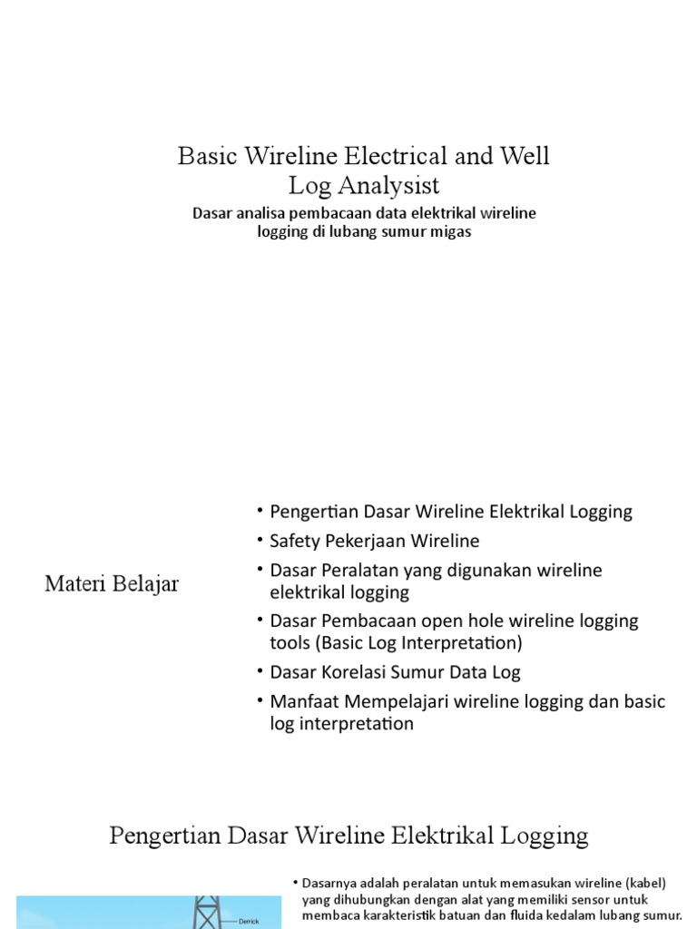 Basic Wireline Electrical and Well Log Analysist | PDF
