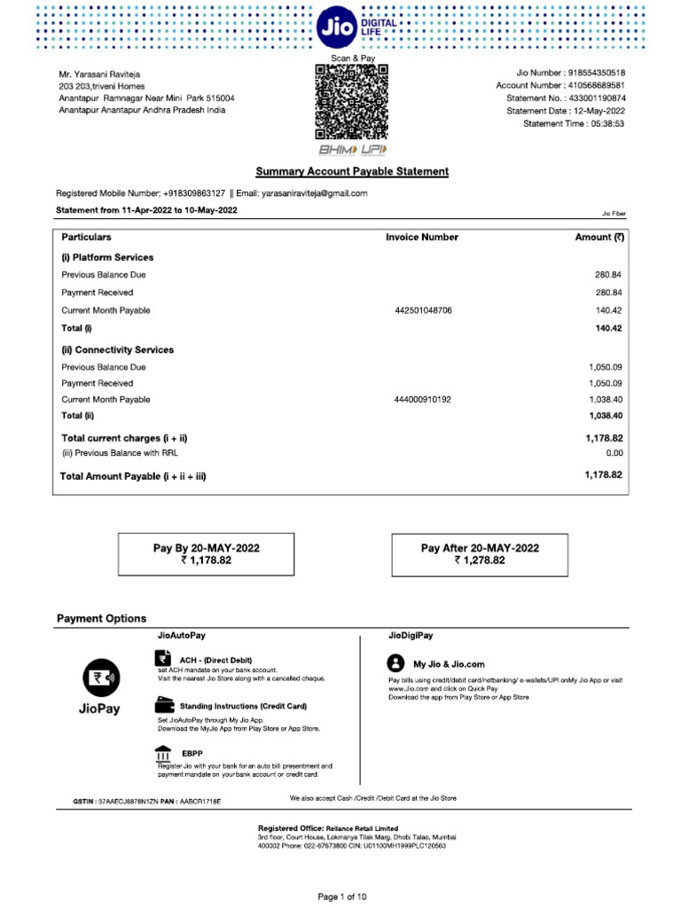 Jio Apr Bill | PDF