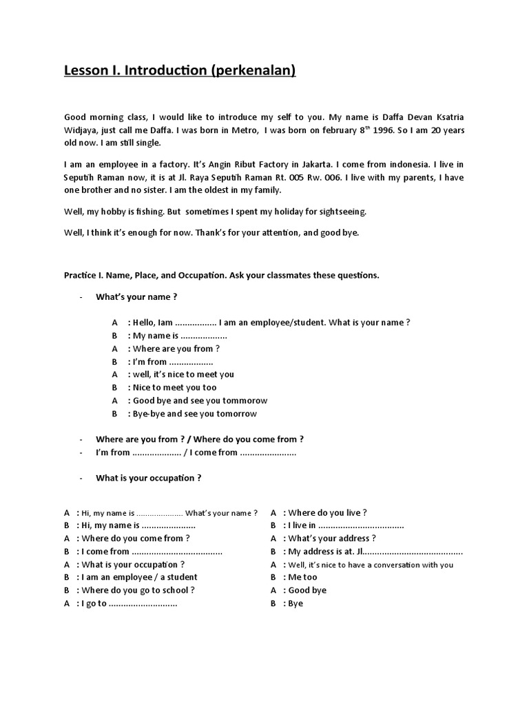 Lesson I Introduce | PDF | Telephone Number