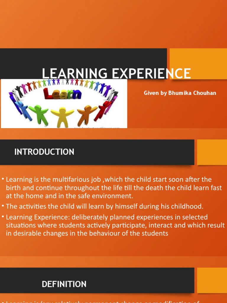 Learning Experience: Given by Bhumika Chouhan | PDF | Learning | Experience