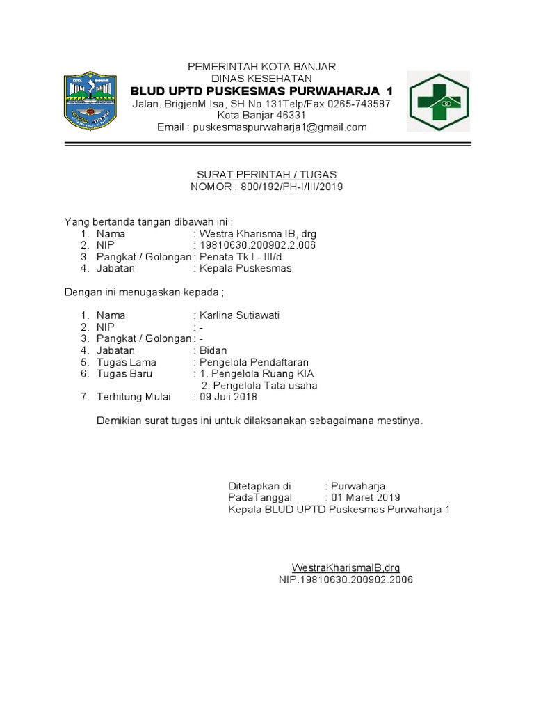 Surat Penugasan Karyawan | PDF