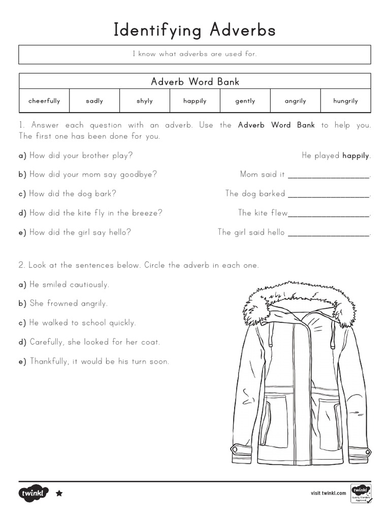 Identifying Adverbs: Adverb Word Bank | PDF | Adverb | Morphology