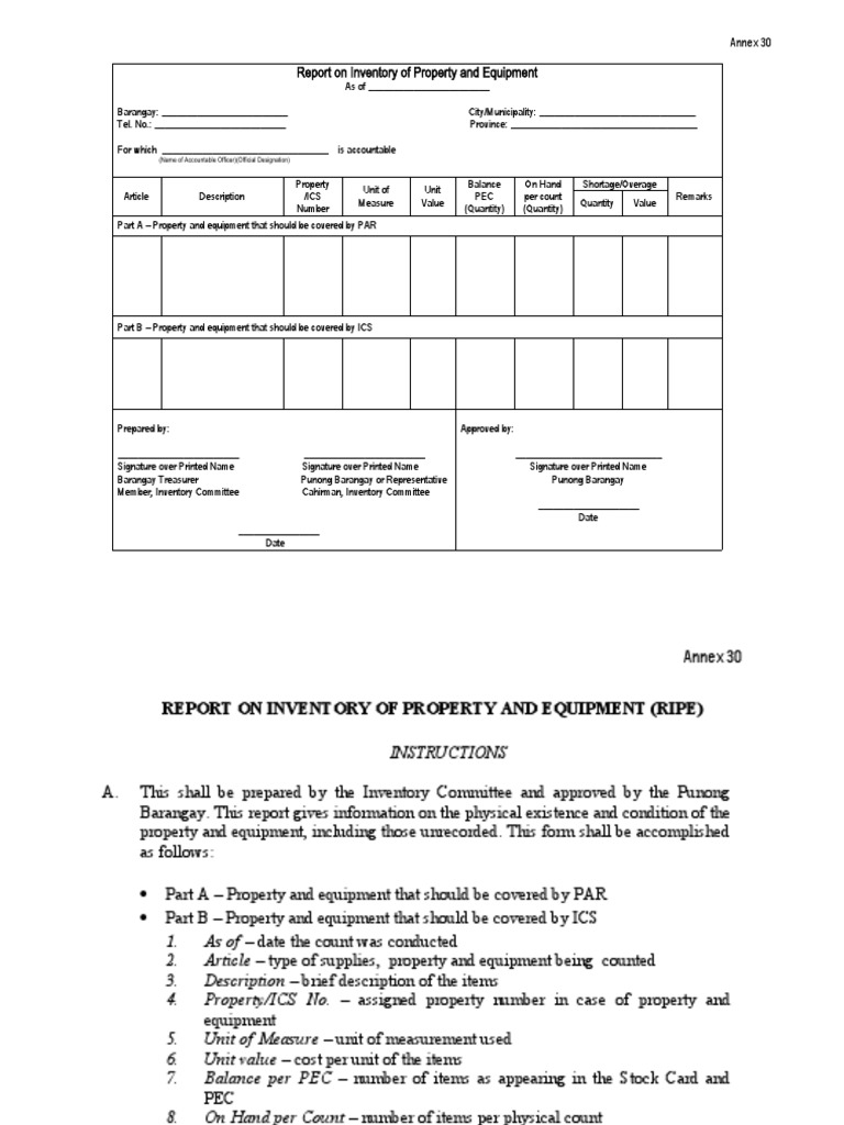 Report On Inventory of Property and Equipment | PDF | Inventory | Economies