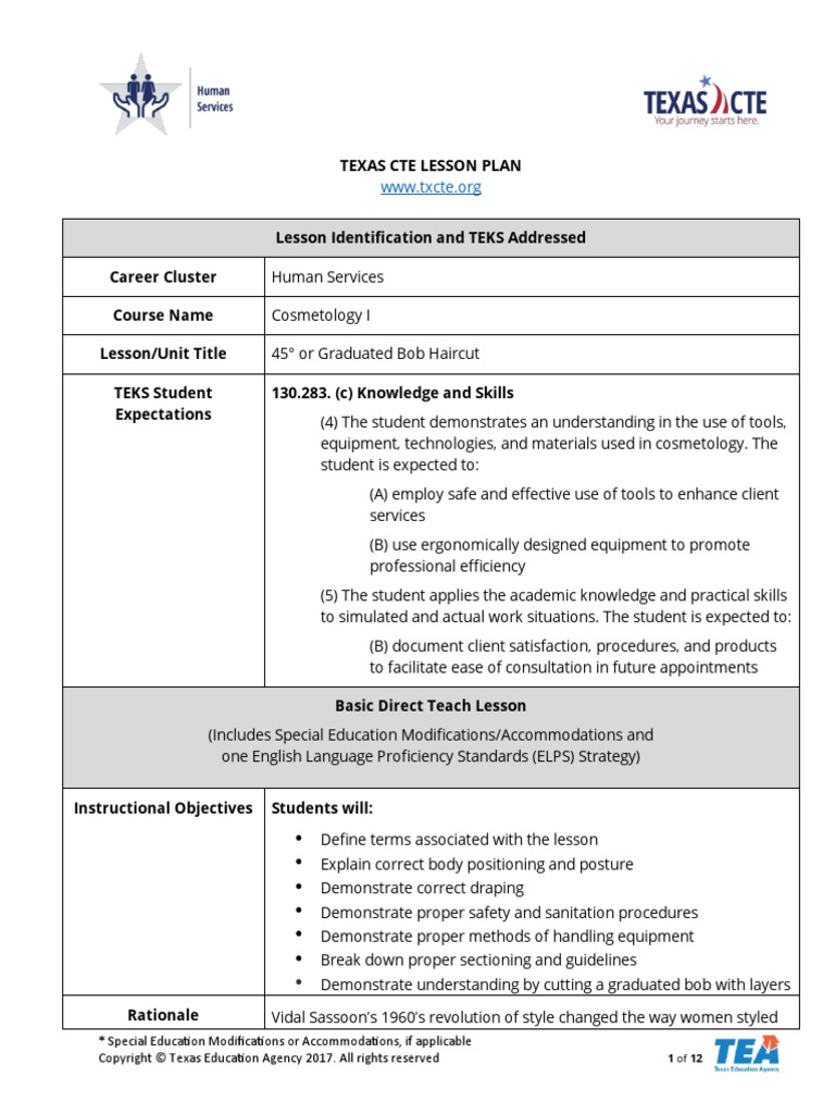 Lesson Plan 45 or Graduated-Bob Haircut | PDF | Hairstyle ...