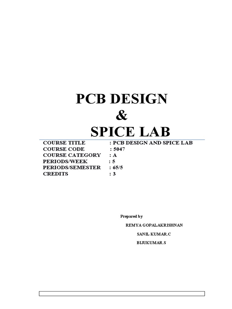 PCB Lab Manual | PDF | Printed Circuit Board | Spice