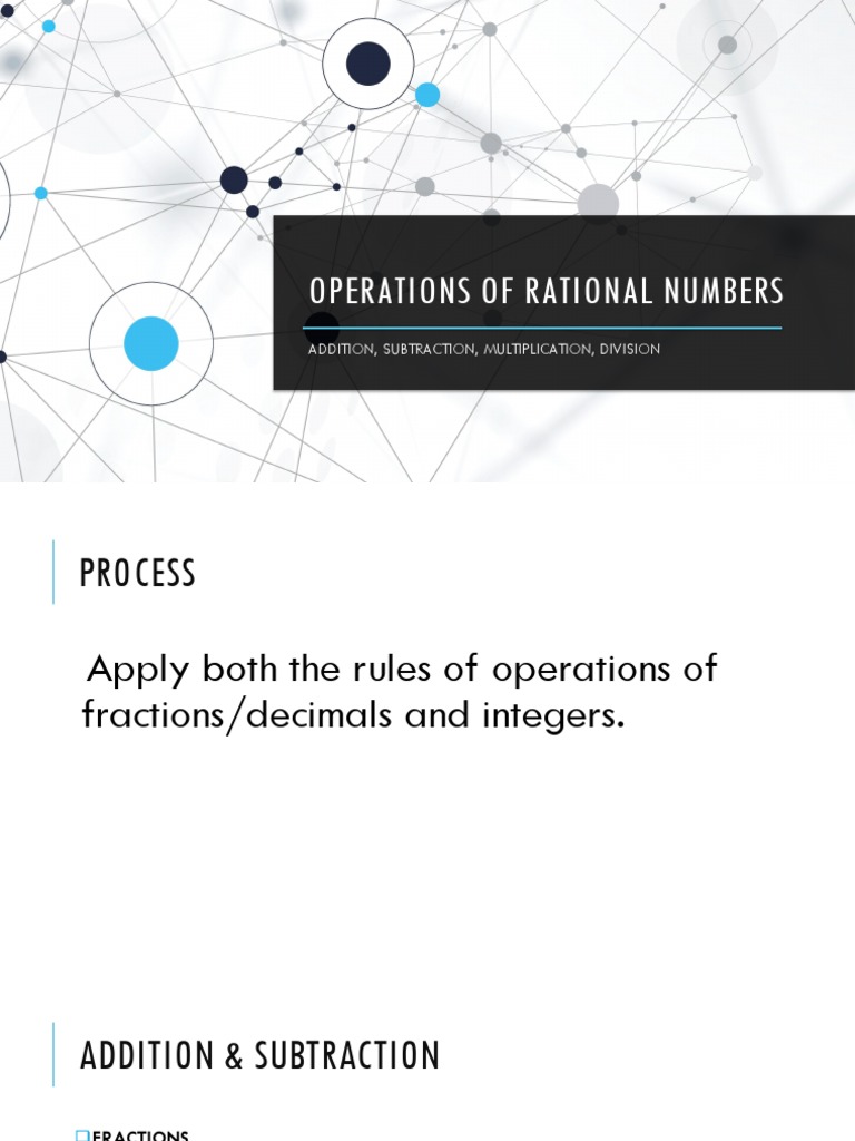 Operations of Rational Numbers: Addition, Subtraction, Multiplication ...