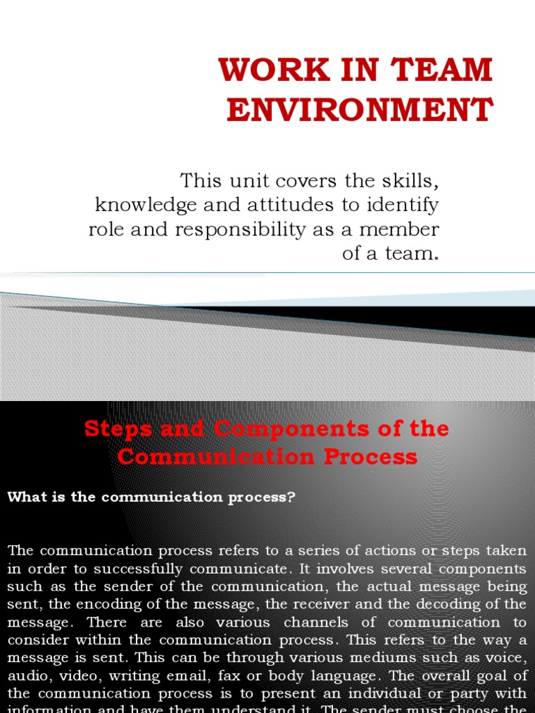Work in Team Environment | PDF | Goal | Communication