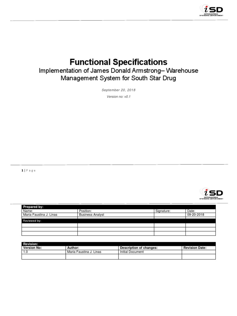 Sample Functional Specifications | PDF | Warehouse | Receipt