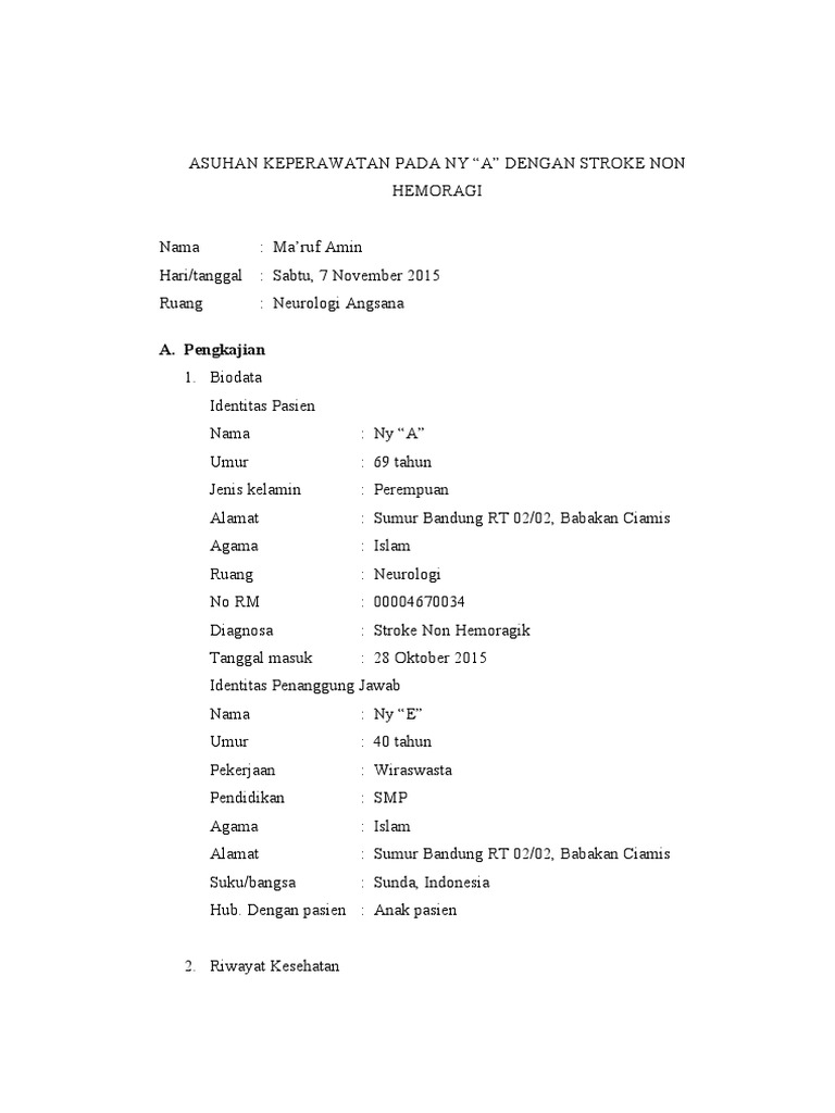 Askep STROKE NON HAEMORAGIC | PDF | Kesehatan Holistik