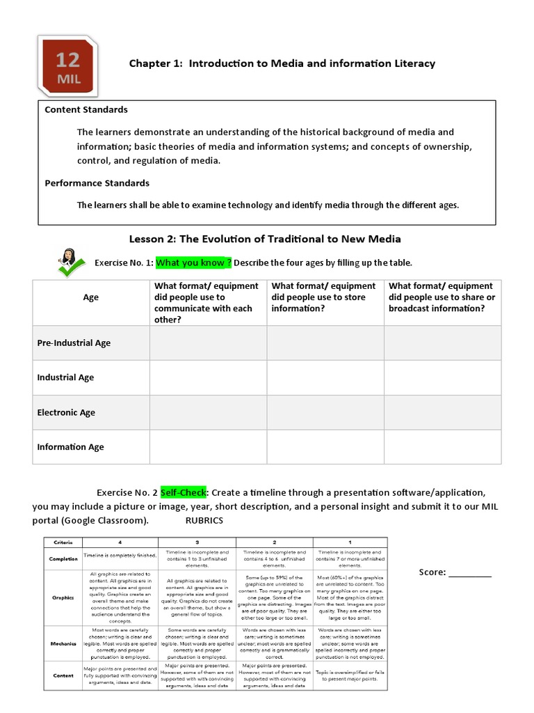 Chapter 1: Introduction To Media and Information Literacy: Content ...