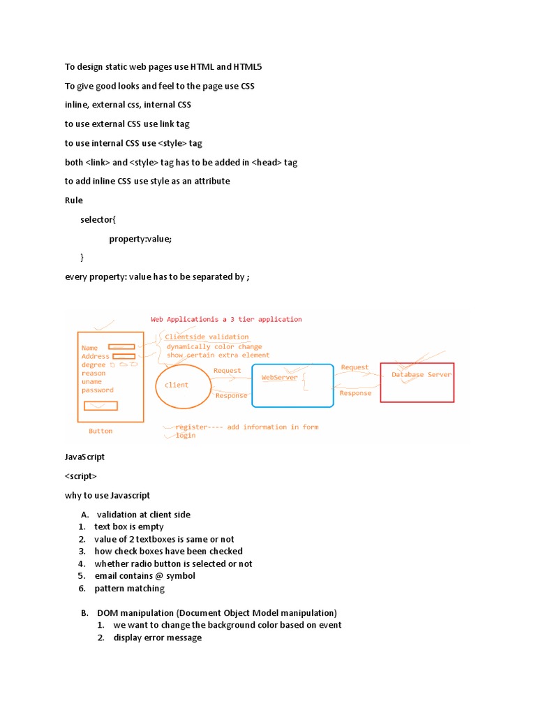 Javascript Notes | PDF | Web Development | Html