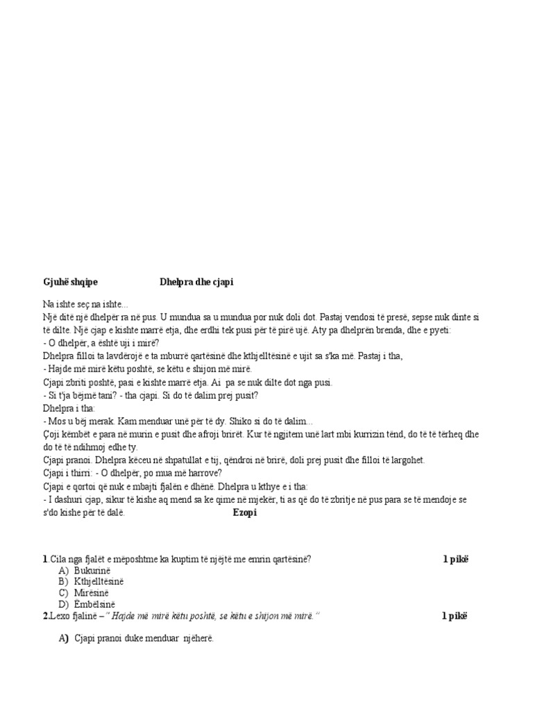 Vlerësim Arritjesh Klasa 5 Gjuhe Matematike Dituri Natyre Model 1 | PDF