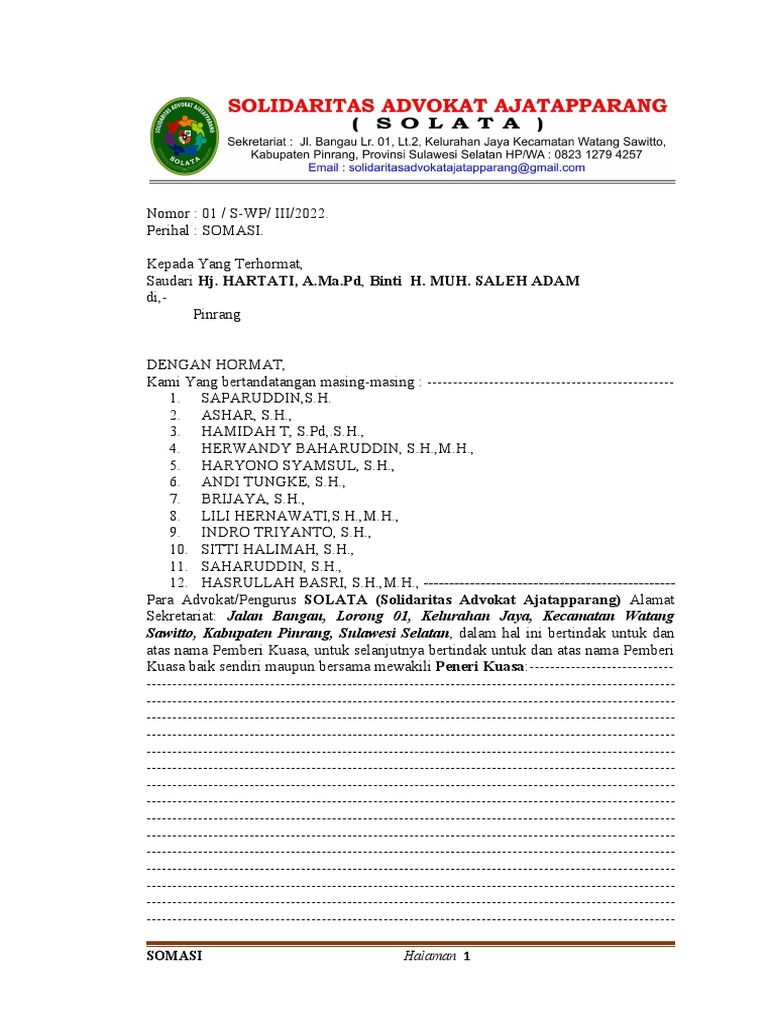 Contoh Surat Somasi | PDF