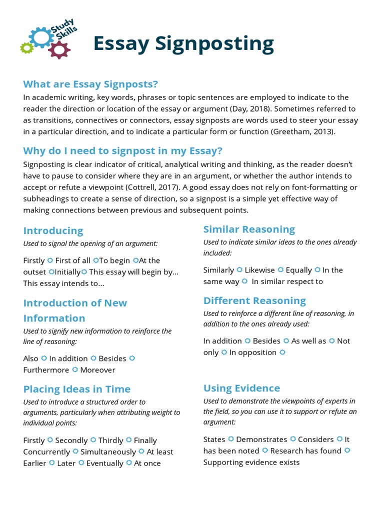 Essay Signposting: What Are Essay Signposts? | PDF | Argument | Essays