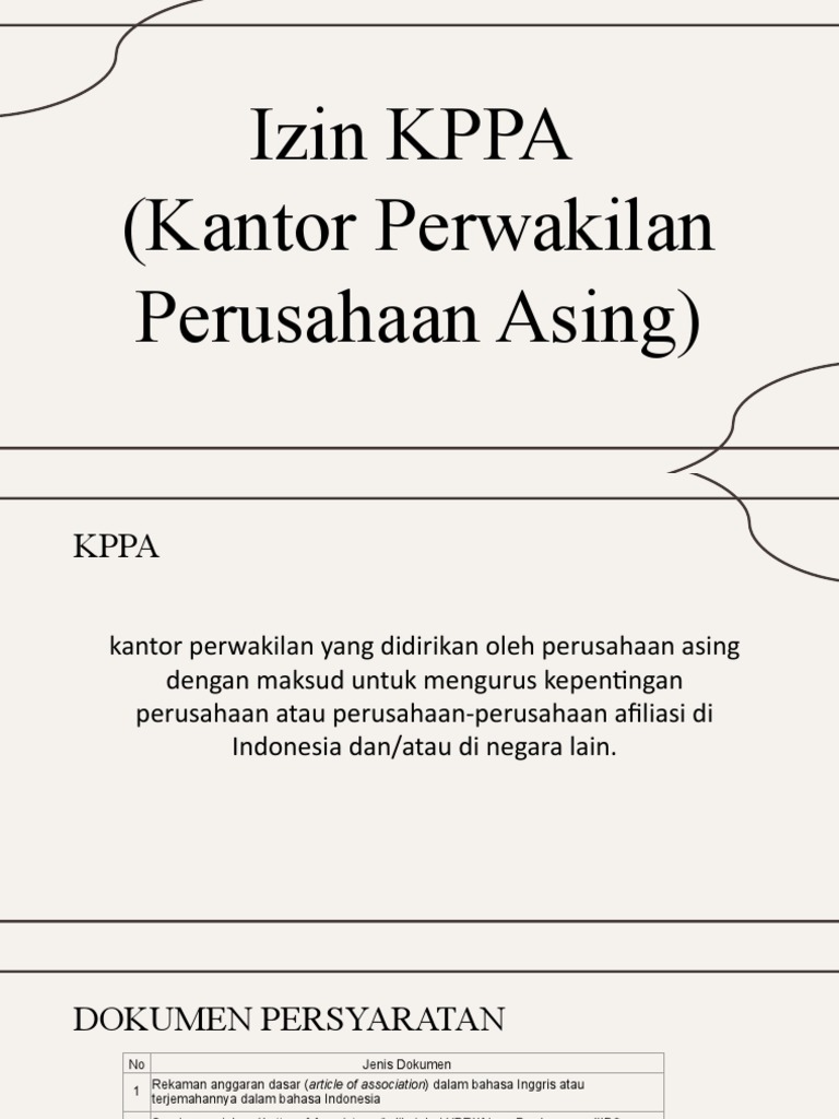 Panduan Izin KPPA untuk Perusahaan Asing | PDF | Pengelolaan Keuangan ...