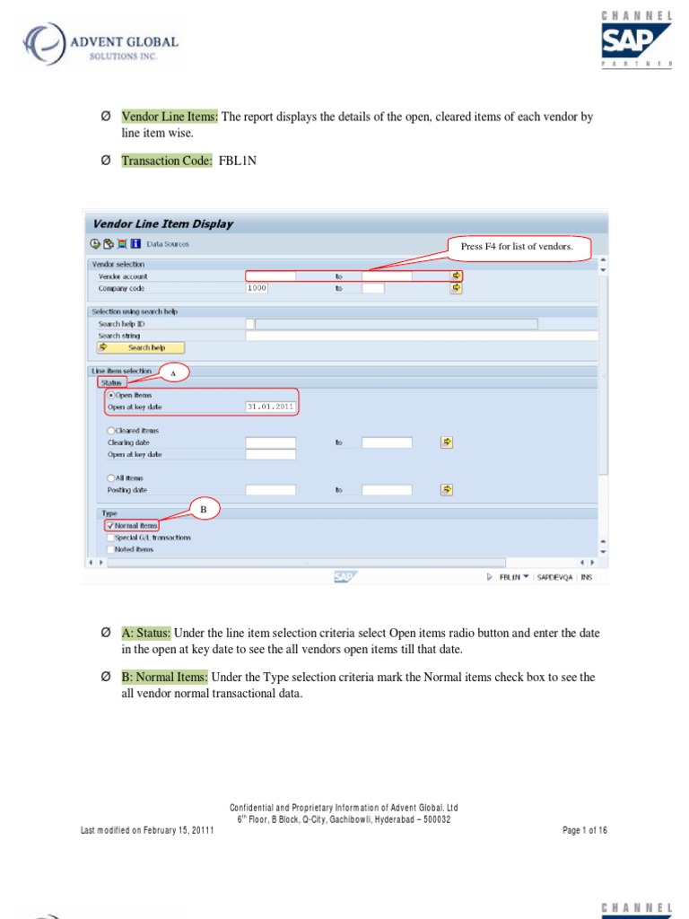 A Guide to Generating and Customizing Vendor Line Item Reports in SAP | PDF | Icon (Computing ...