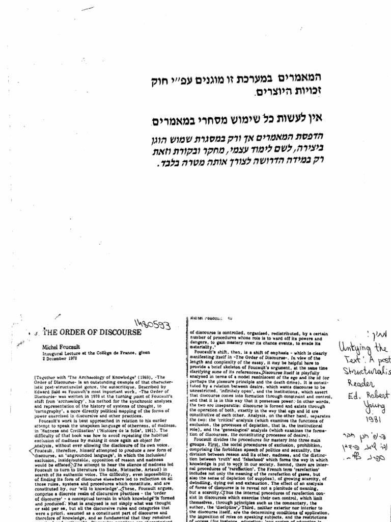 Foucault - The Order of Discourse | PDF