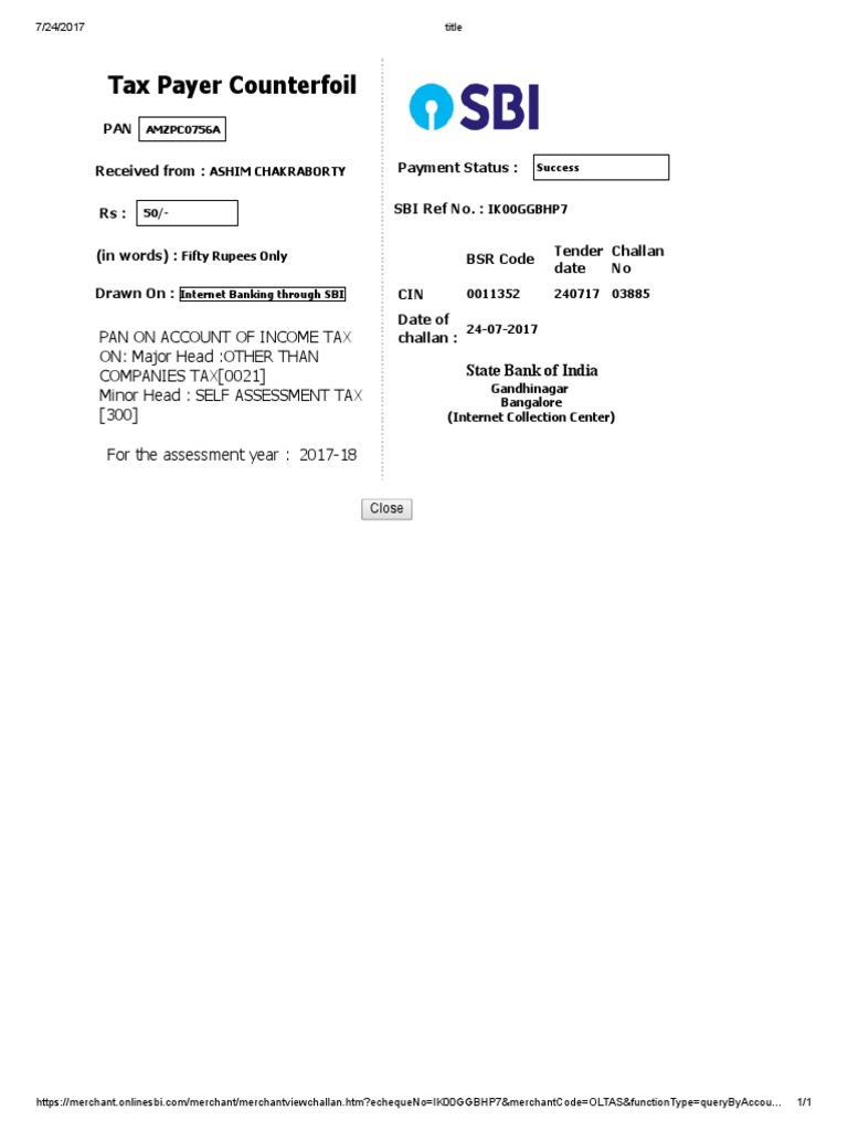 Tax Payer Counterfoil | PDF