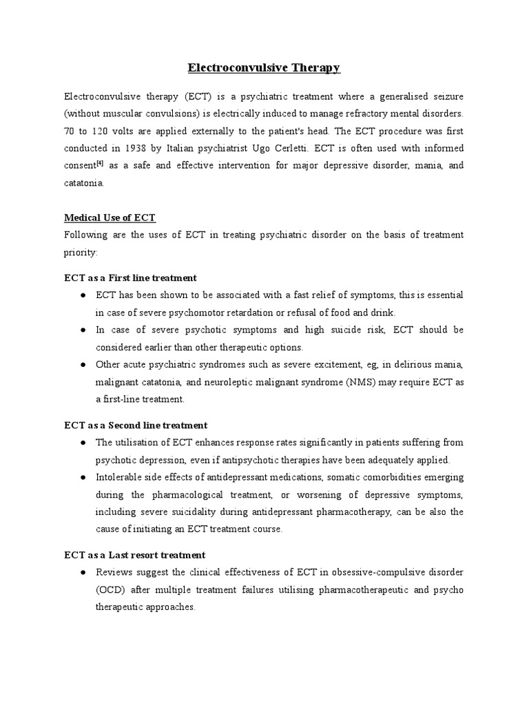 Electroconvulsive Therapy (ECT) | PDF