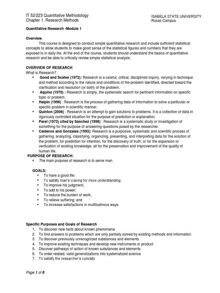 Chapter 1 - Rearch Methods | PDF | Scientific Method | Quantitative ...