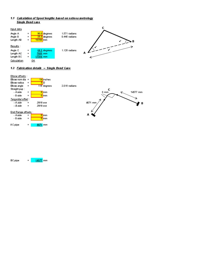 Calculation of Spool Lengths | PDF | Angle | Geometry