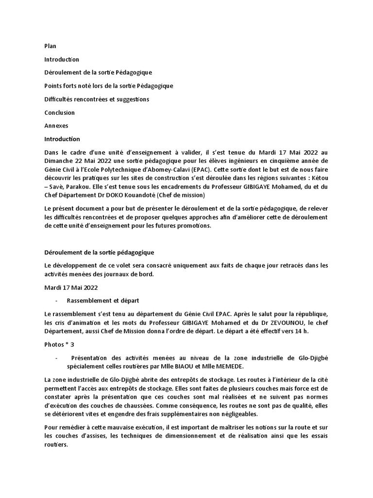 Rapport de sortie pédagogique EPAC | PDF | Pont | Route