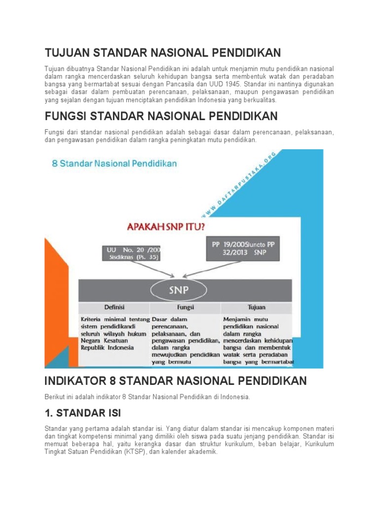 Tujuan Standar Nasional Pendidikan | PDF