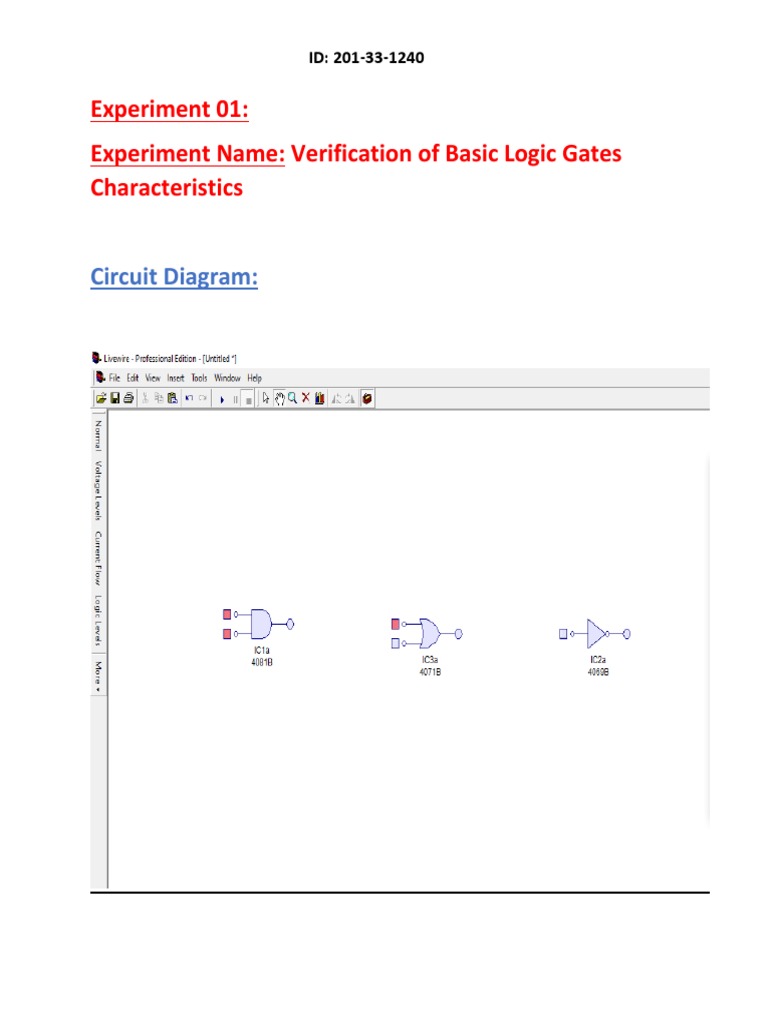 Experiment 01: Experiment Name: Verification of Basic Logic Gates ...