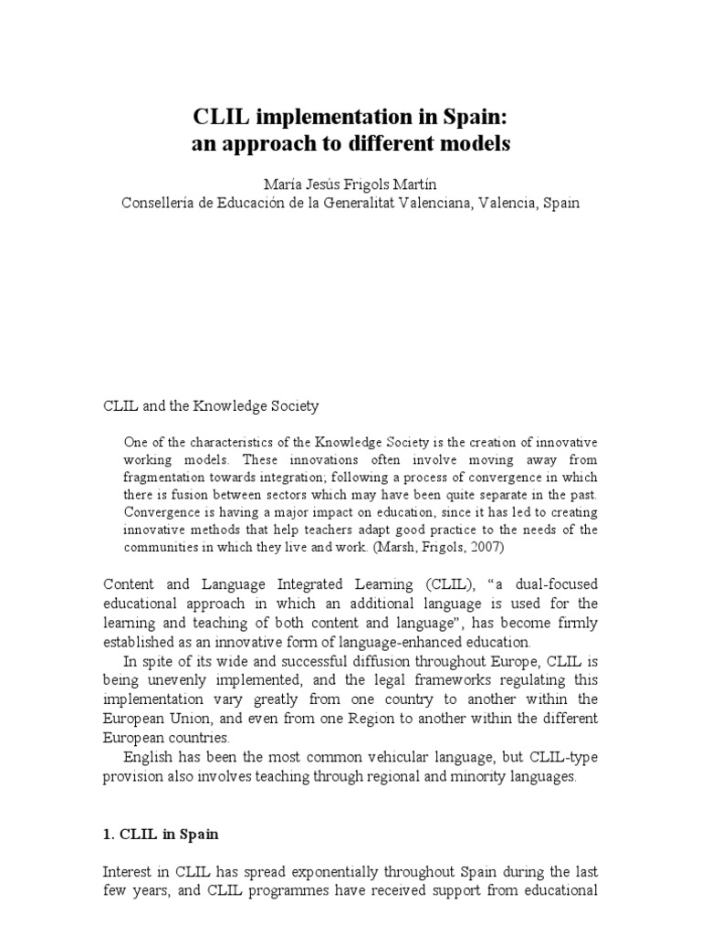 CLIL in Spain | PDF | Secondary School | Teachers