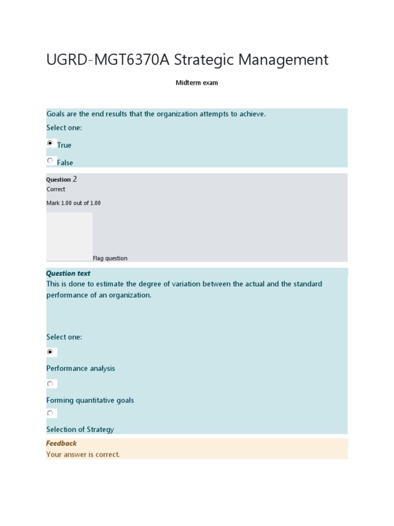 3rd Yr 2nd Sem Strategic Management Midterm Exam | PDF | Strategic ...