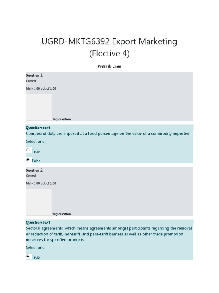 3rd Yr 2nd Sem Export Marketing Prefinals Exam Download Free Pdf Trade Exports 