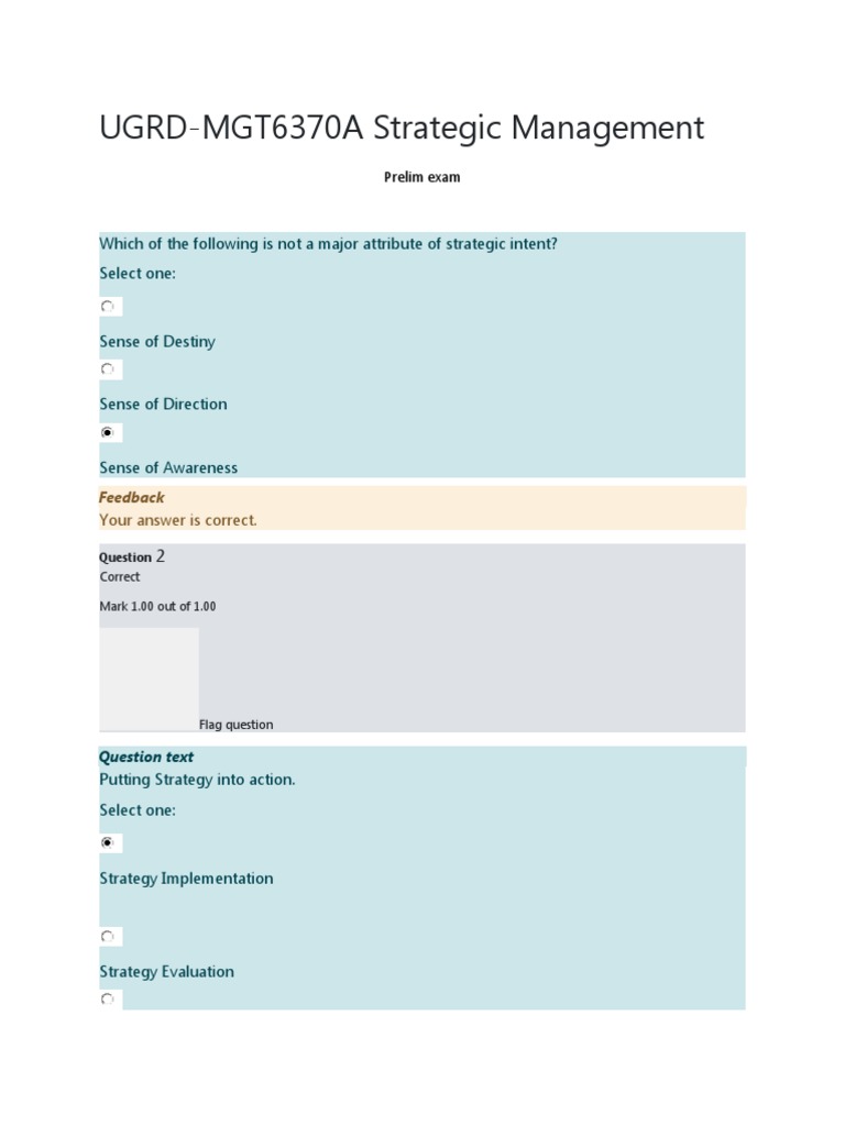 Strategic Management Prelim Exam Insights | PDF | Strategic Management ...