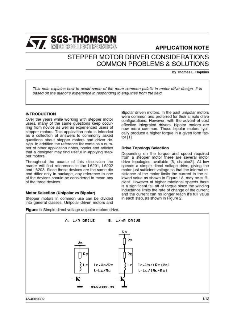 Stepper Motor Drive Considerations, Common Problems Solutions | PDF