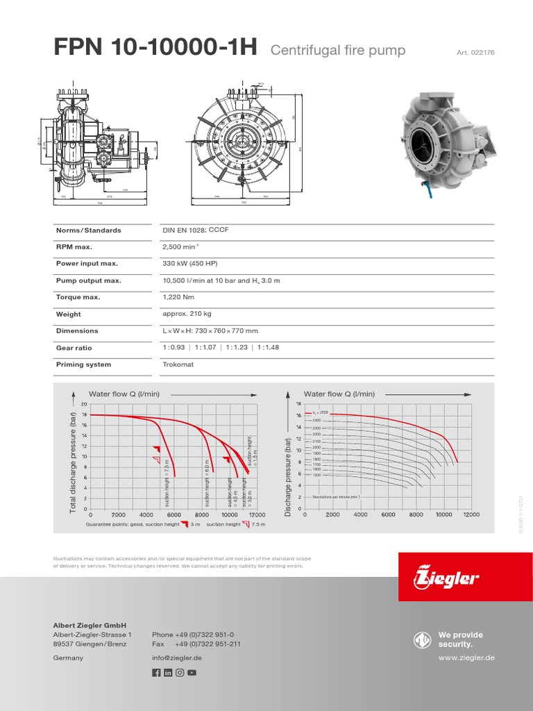 Ziegler Data Sheet Centrifugal Fire Pump FPN 10 10000 1H Eng Web | PDF ...