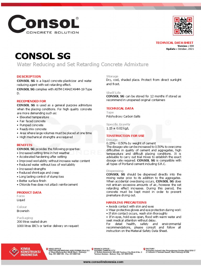 Consol SG | PDF | Concrete | Cement