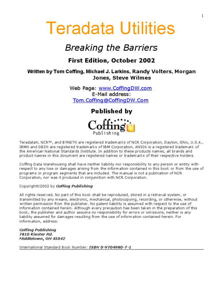 Teradata Utilities Breaking The Barriers Pdf File Format Databases