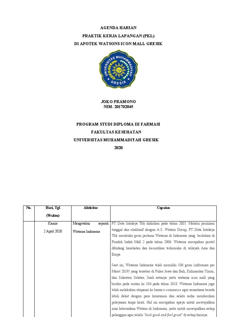 Agenda Harian PKL | PDF