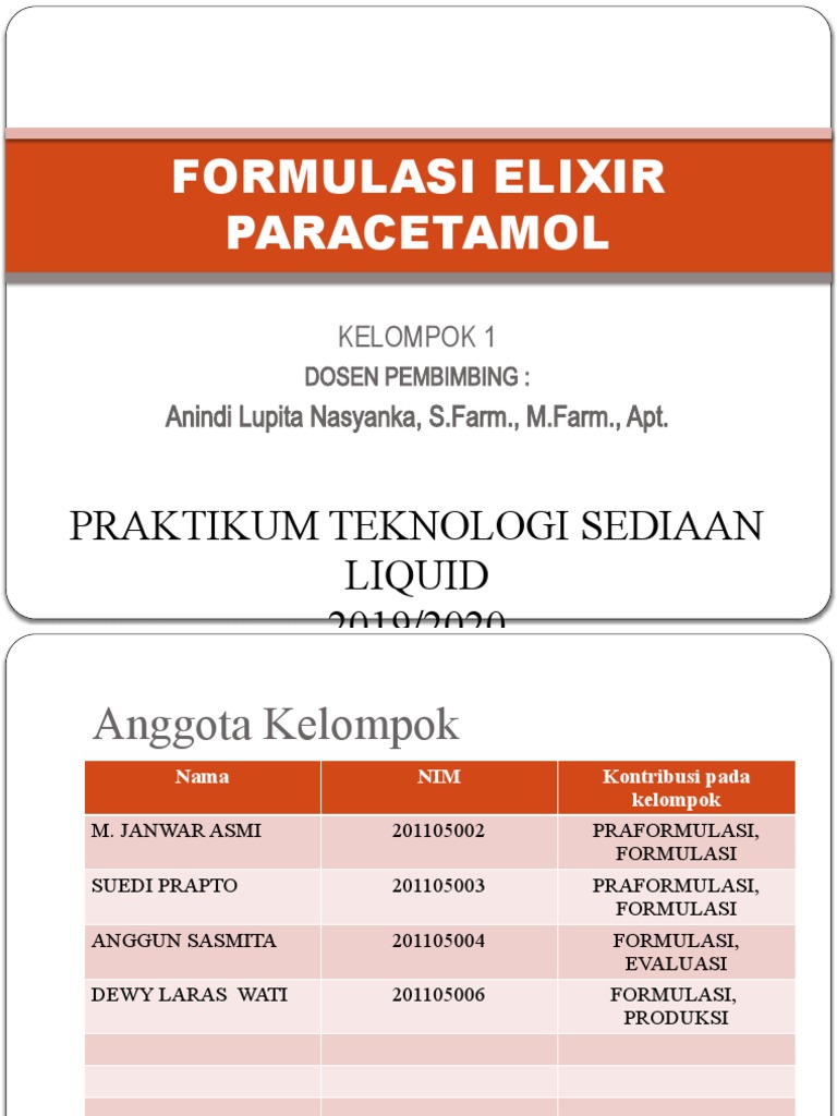 Formulasi Elixir Paracetamol | PDF | Sains & Matematika