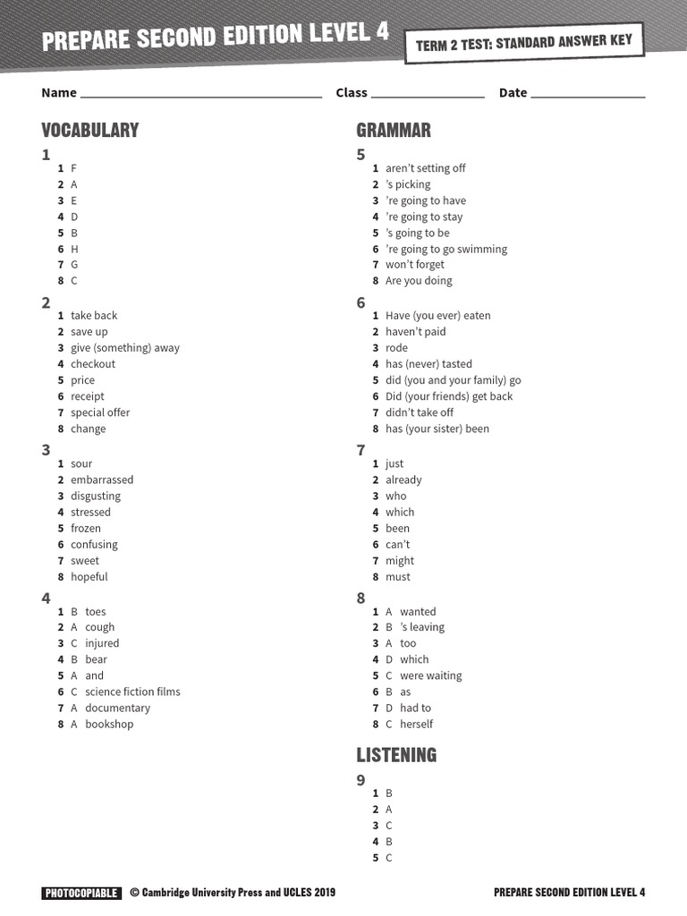 PRE-TT-2S_AnswerKey | PDF | Food And Drink | Cuisine