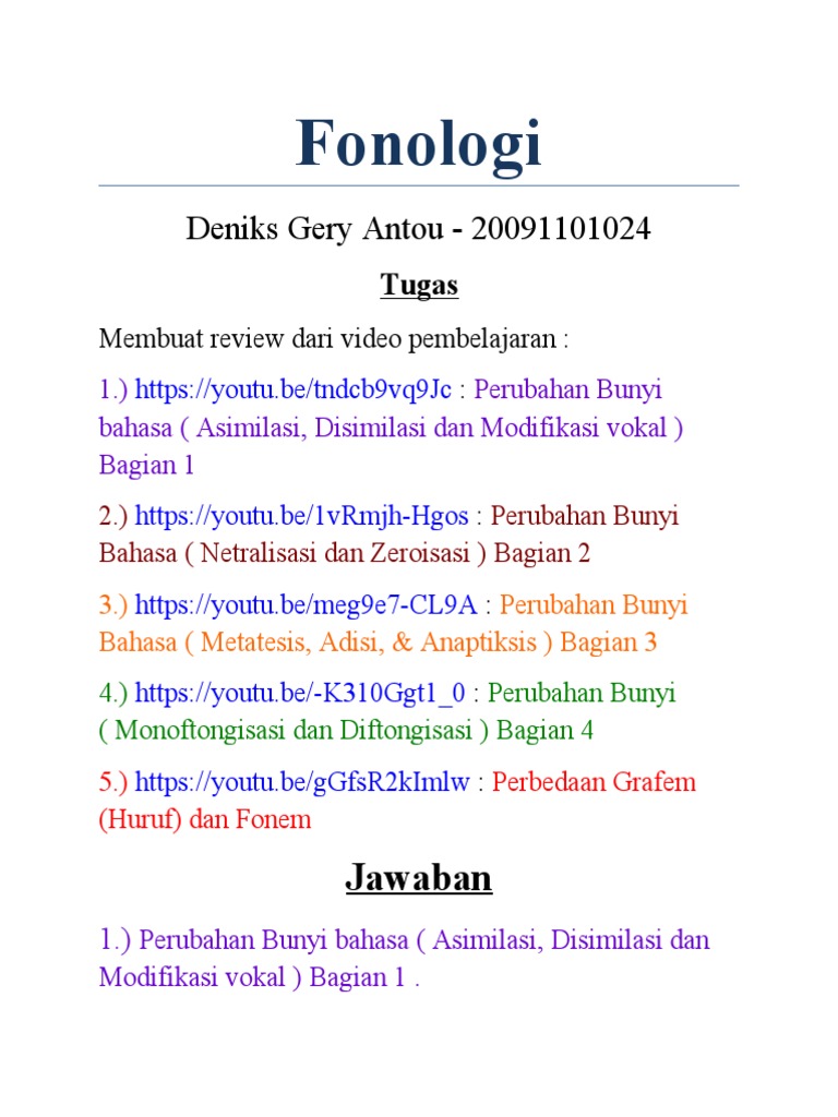 Fonologi | PDF | Seni & Disiplin Bahasa