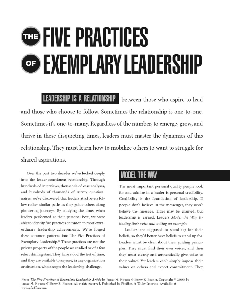 The Five Practices of Exemplary Leadership | PDF | Job Satisfaction | Leadership