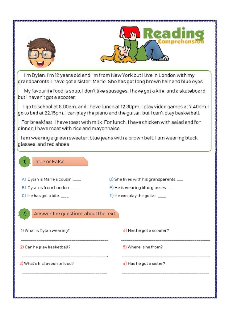Reading Comprehension Food | PDF