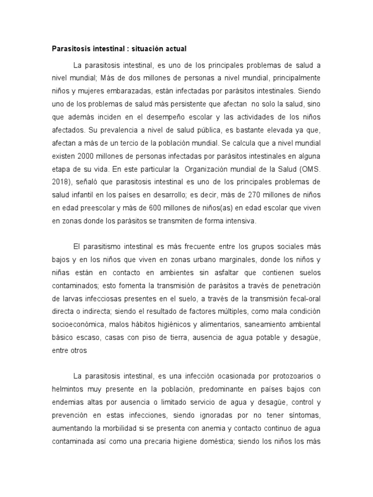Parasitosis Intestinal | PDF | Salud pública | Epidemiología