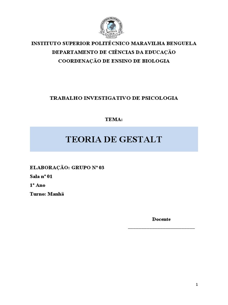 A Teoria Da Gestalt | PDF | Psicologia | Terapia Gestalt